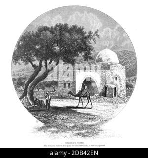 Engraving of Rachel's tomb in Israel. From an original engraving in the ...