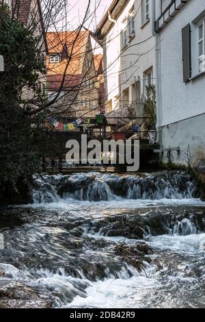 Old historical buildings in the old section of the town near the river ...
