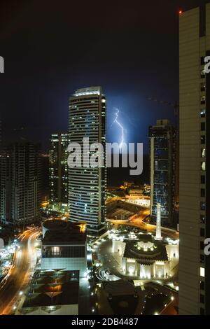 Lightning storm in city of Doha, Qatar Stock Photo - Alamy