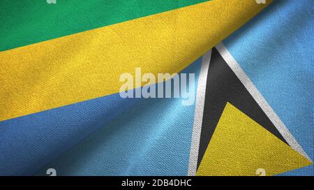 Saint Lucia and Gabon two flags textile cloth, fabric texture Stock ...