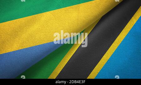 Tanzania and Gabon two flags textile cloth, fabric texture Stock Photo ...