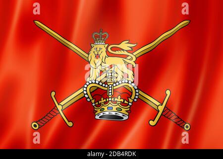 British Army flag, United Kingdom waving banner collection. 3D ...