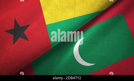 Guinea and Maldives two flags textile cloth, fabric texture Stock Photo ...