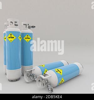 oxigen tanks isolated on white background 3d illustration Stock Photo ...