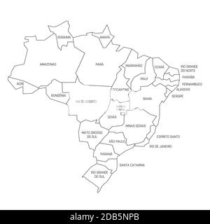 Simple outline map of Mato Grosso is a state of Brazil. Stylized minimal line design Stock ...