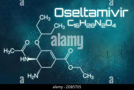 Chemical formula of Oseltamivir on a futuristic background Stock Photo ...