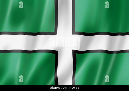Devon County flag, United Kingdom waving banner collection. 3D ...