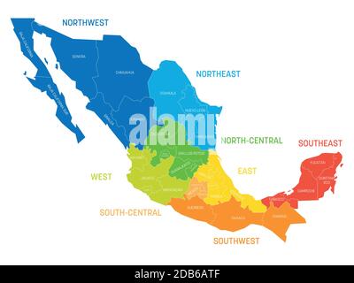 Mexico City administrative map divided in boroughs with labels Stock ...