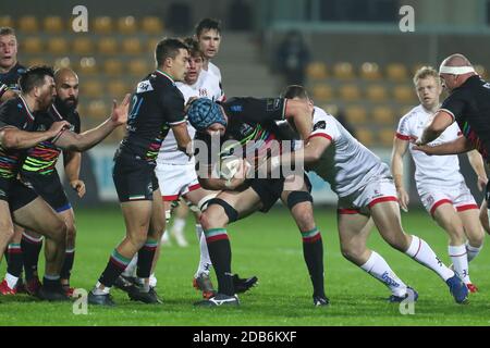 Parma, Italy. 16th Nov, 2020. The scrum collapses during Zebre Rugby vs ...