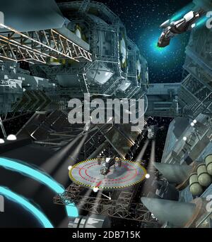 3D interstellar military drone with afterburner propulsion jets for ...