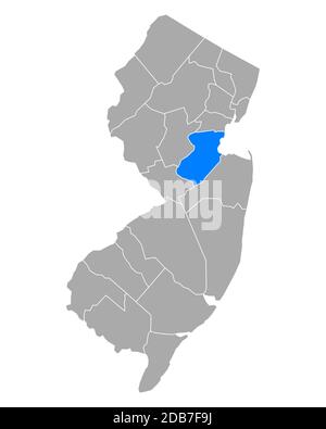 Map of Middlesex in New Jersey Stock Photo - Alamy