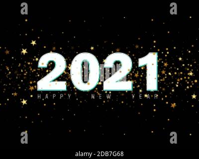 2020 happy New Year black background with golden frame. Gold decoration ...