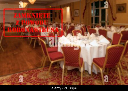 Defocused, blurred view of interior of an upmarket bar or restaurant ...