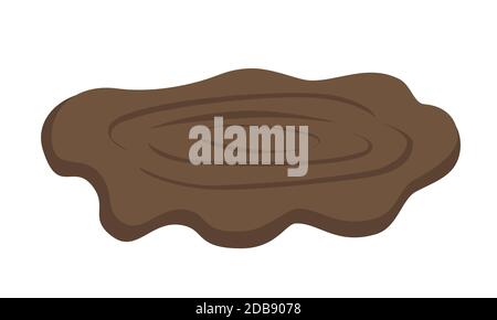 Water puddle in cartoon style isolated on white background. Spill, lake ...