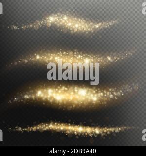 Holiday Overlay Effect. Yellow glowing particles flying in whirlwind ...