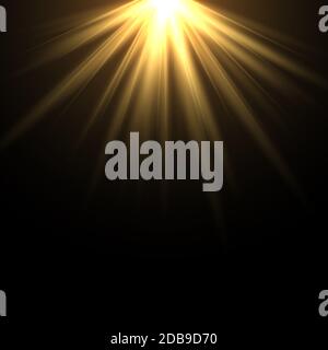 Bright blinding sun on a black background - Illustration Stock Photo ...