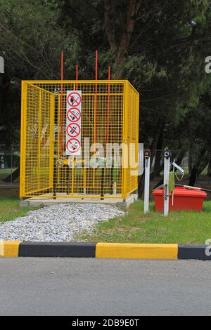 Gas station inlet valves and pipes in the box Stock Photo - Alamy