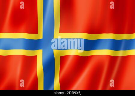 Orkney County flag, United Kingdom waving banner collection. 3D ...