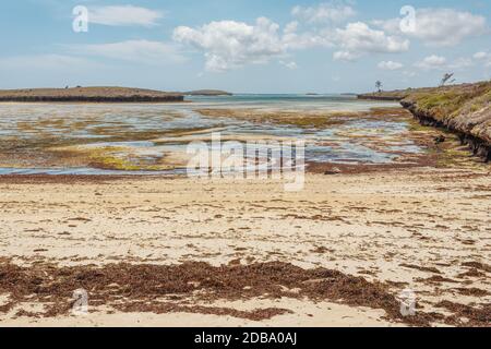 sand beach in Antsiranana in low tide, Diego Suarez bay landscape ...