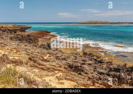 rocky beach in Antsiranana in low tide, Diego Suarez bay landscape ...