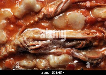 Crustaceans and molluscs frozen in the package Stock Photo - Alamy