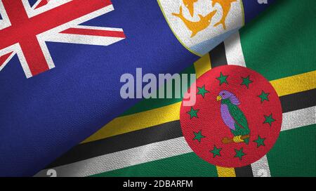 Dominica and Anguilla two flags textile cloth, fabric texture Stock ...