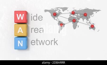 World Map with Red Spots Connected Together 3D Illustration, Worldwide ...