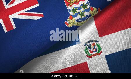 Dominican Republic and Cayman Islands two flags textile cloth, fabric ...