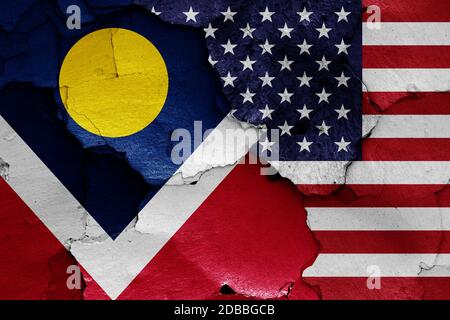 Flags of Denver and USA painted on cracked wall Stock Photo - Alamy