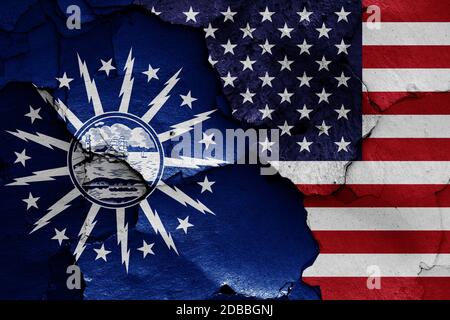Flags of Buffalo and USA painted on cracked wall Stock Photo - Alamy