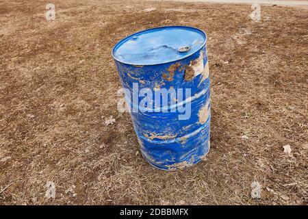 Oil barren on the ground Stock Photo - Alamy