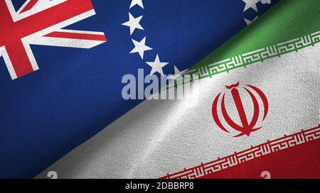 Iran and Cook Islands two flags textile cloth, fabric texture Stock ...