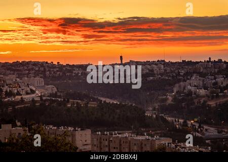 Sun rise on Jerusalem on a Cloudy day Stock Photo - Alamy