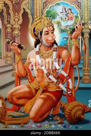 indian god monkey holy hanuman jayanti mythology illustration Stock ...