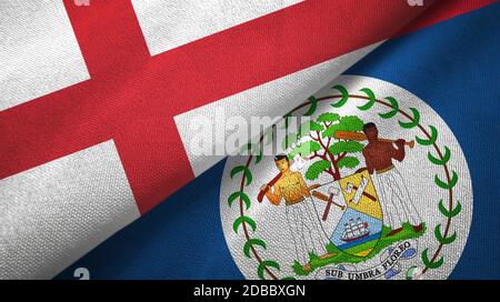 Belize and England two flags textile cloth, fabric texture Stock Photo ...