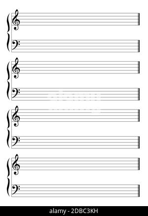 Blank musical staff and staves over a white background Stock Photo - Alamy