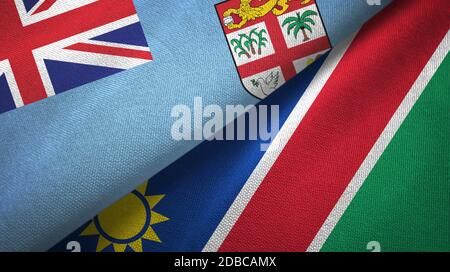 Namibia and Fiji two flags textile cloth, fabric texture Stock Photo ...