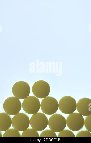 Yellow Isolated Pills Texture. Medical Tablets Background. Macro ...