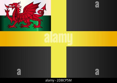 The flag of Saint David, a black background with a yellow cross set ...