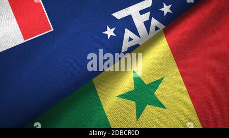 Senegal and French Southern and Antarctic Lands two flags textile cloth ...