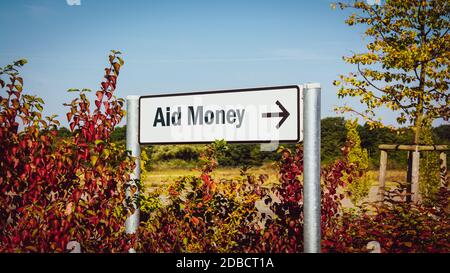 Street Sign the Direction Way to Aid Money Stock Photo - Alamy