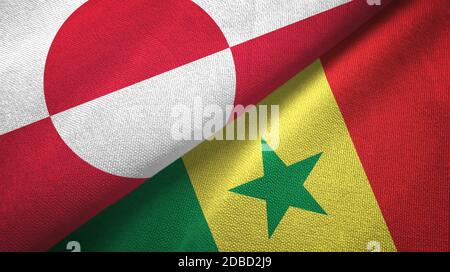 Senegal and Greenland two flags textile cloth, fabric texture Stock ...