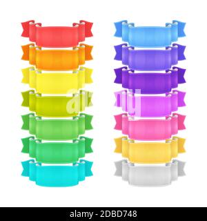 Blank gold and silver rolled silk ribbon mockup, side view Stock Photo ...