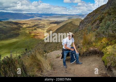 Hiking trail up Mount Ruminahui in Cotopaxi national park in th Andes ...