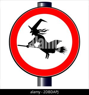 A isolated traffic sign with a witch inside it Stock Photo - Alamy