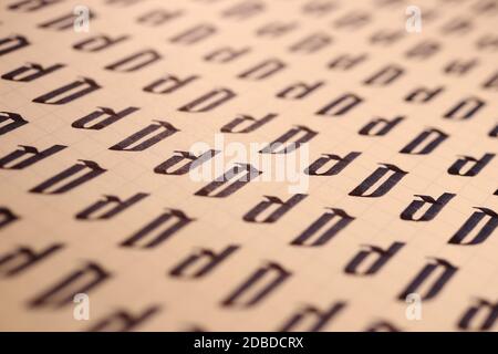 Calligraphic letter O learning skills paper page. Calligraphy letters o ...