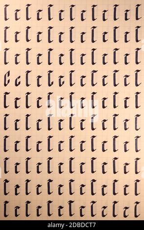 Calligraphic letter F learning skills paper page. Calligraphy letters F ...