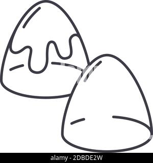 Jelly pudding linear icon. Thin line illustration. Gelatin dessert ...