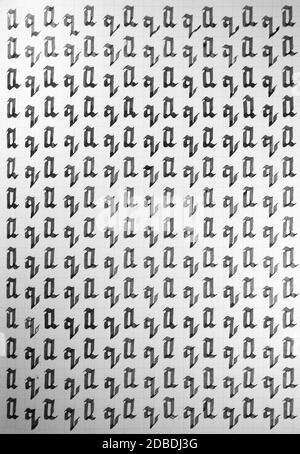 Handwriting symbol filling pattern. Calligraphic letter U learning ...