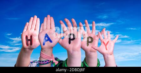 Children Hands Building Colorful English Word Holiday. White Isolated ...